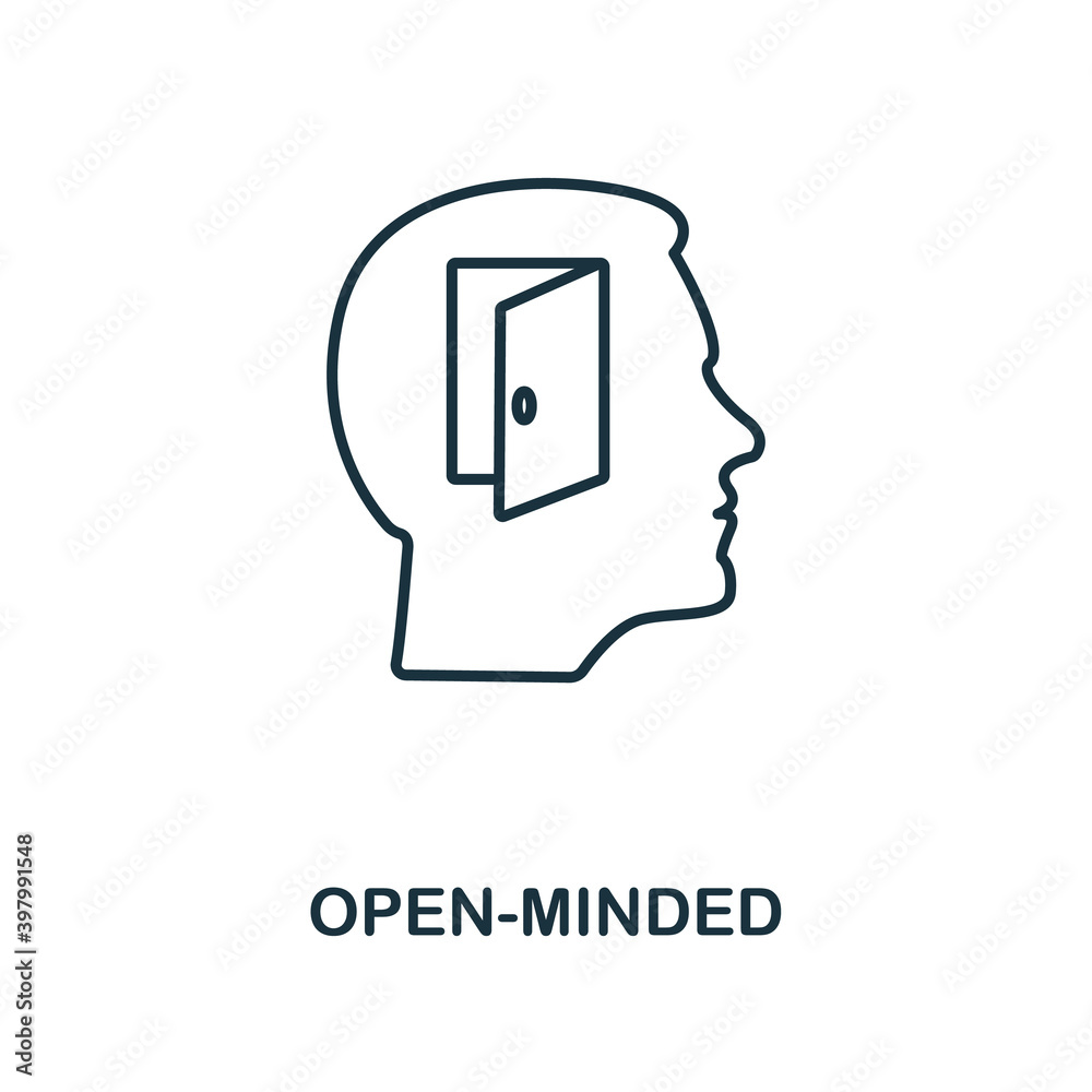 Vetor de Open-Minded icon. Line style element from personality ...
