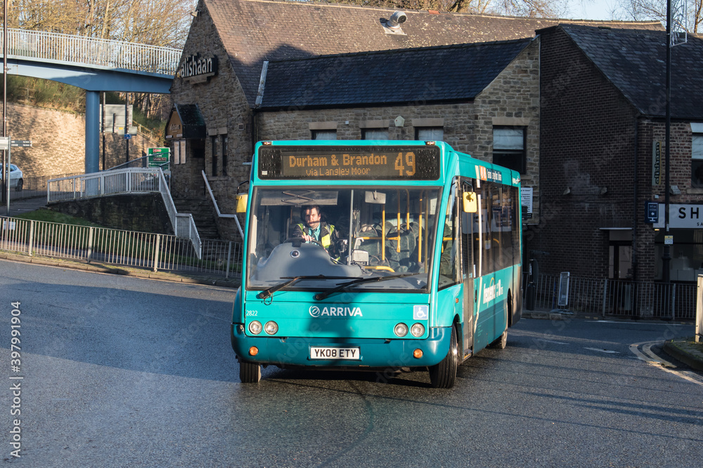 Arriva bus in service for public transport on the road. Mini bus ...