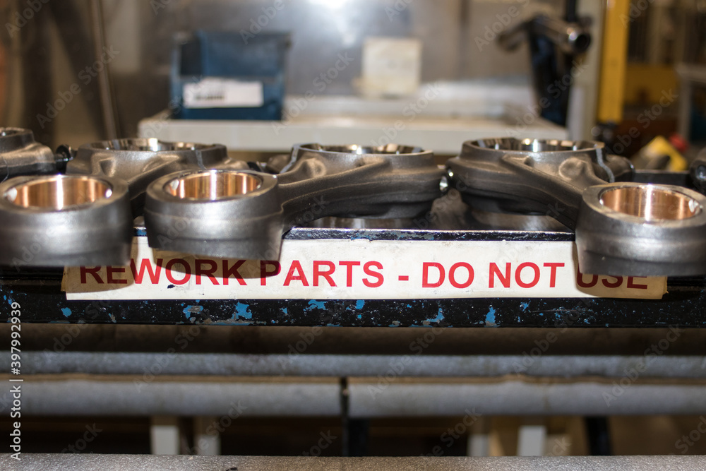 Rework Parts - Do Not Use sign with metallic parts in a work area ...