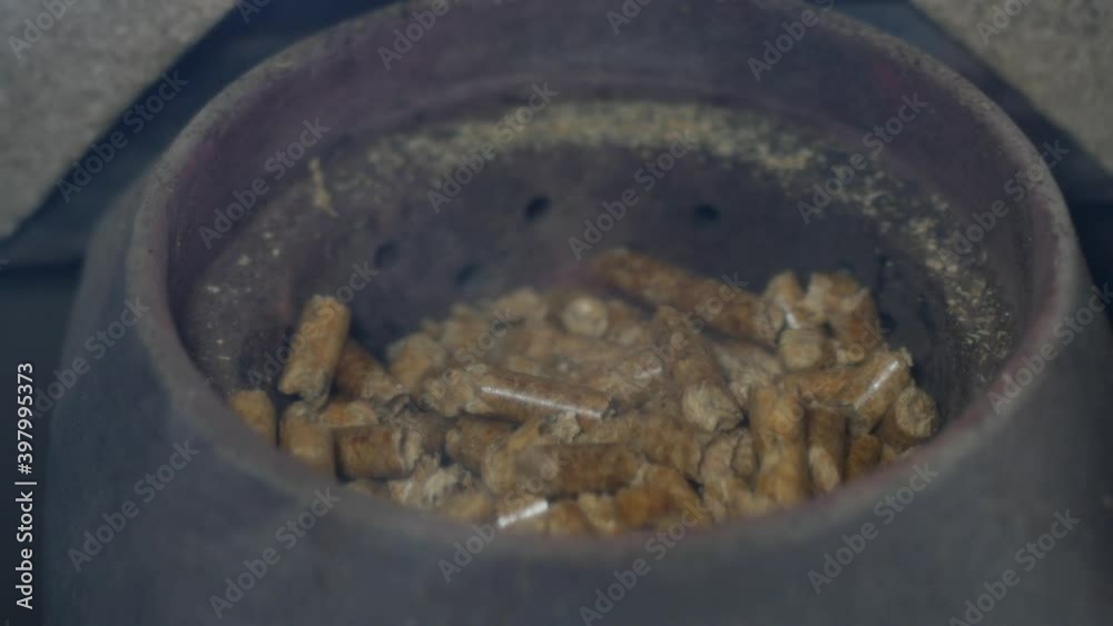 Wood pellets close up. Biofuels. Biomass Pellets, cheap energy. Pellet ...