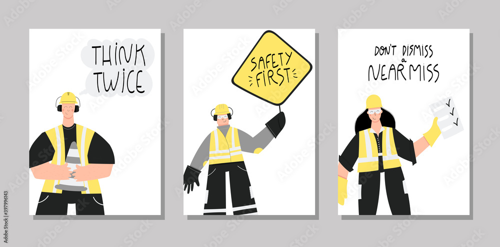 Collection of hand drawn posters with lettering about health and safety ...