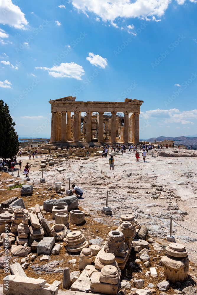 Columns of the Athenian pantheon. Marble columns of an ancient temple ...