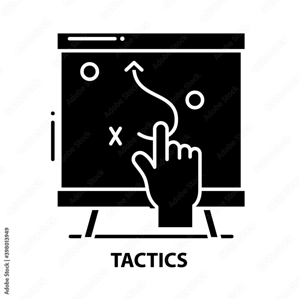 tactics symbol icon, black vector sign with editable strokes, concept ...