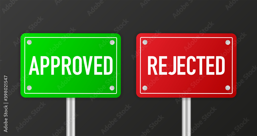 Sign on door store template. Approved and rejected in green and red ...