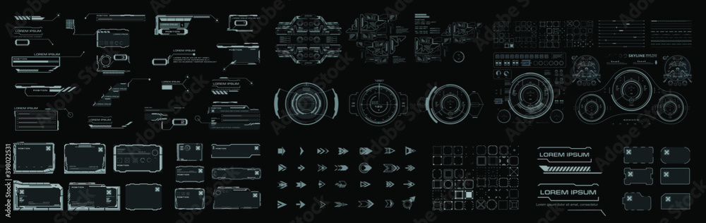 Big set vector elements for creating graphic touch user interface of ...