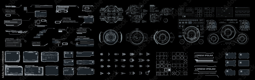 Big set vector elements for creating graphic touch user interface of ...