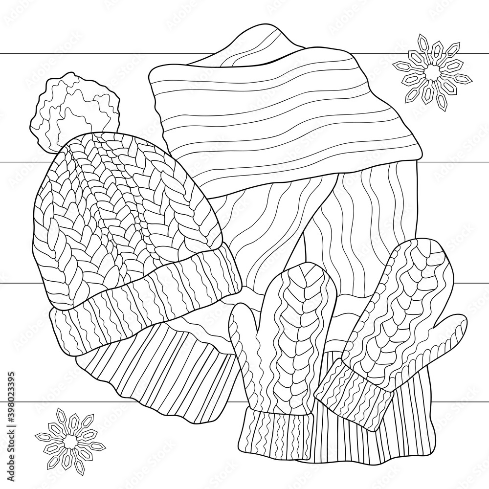 Hat And Mittens Coloring Page
