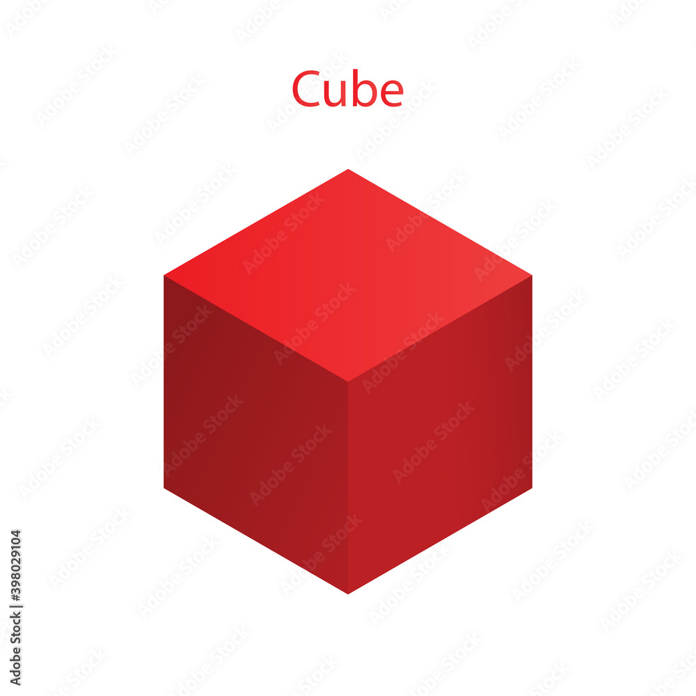 Vector red cube with gradients for game, icon, packaging design or logo. Vector cube icon ...