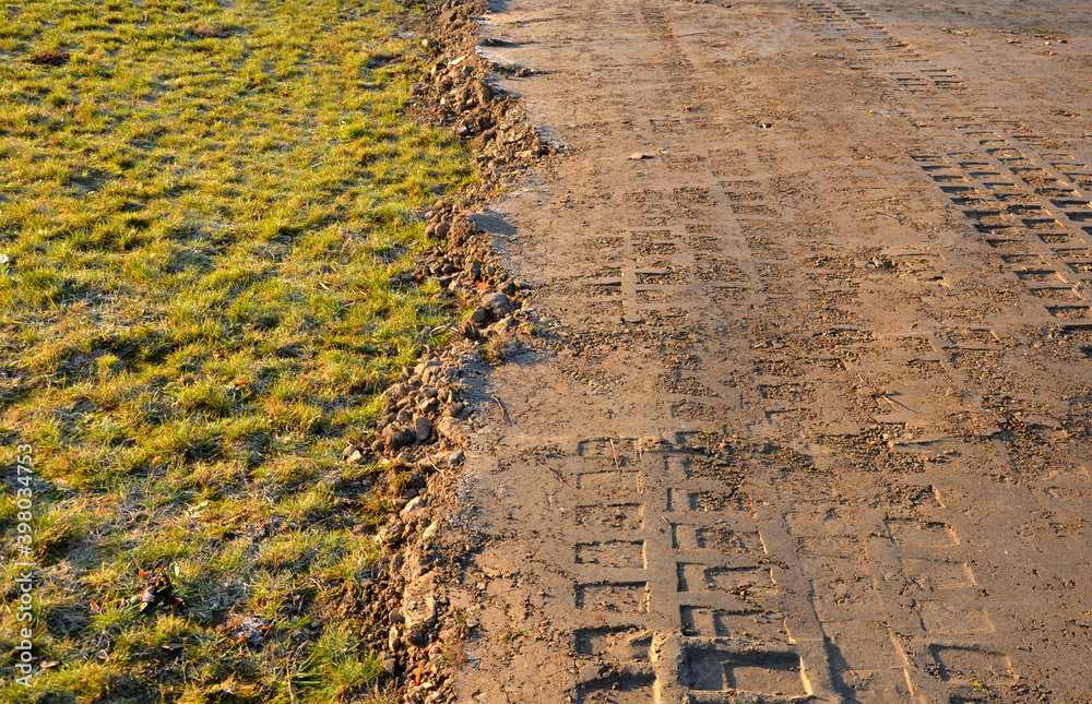 construction preparation by leveling and soil compaction by vibrating ...
