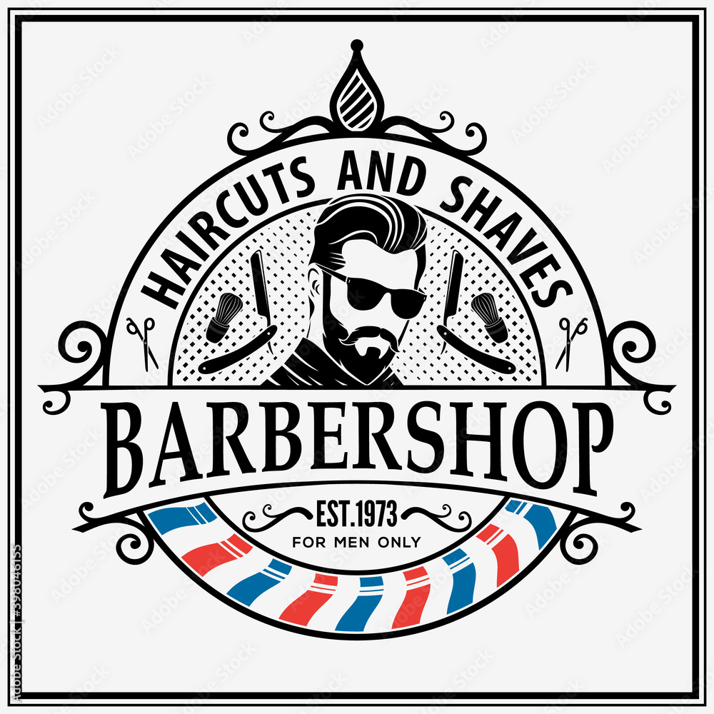 Barbershop Poster Banner Template With Bearded Men Vector Barbershop Poster Banner Template With Bearded Men Vector