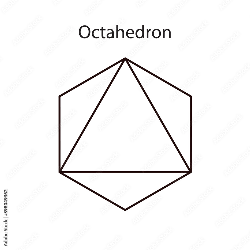 Vector illustration of a black octahedron on a white background with a ...