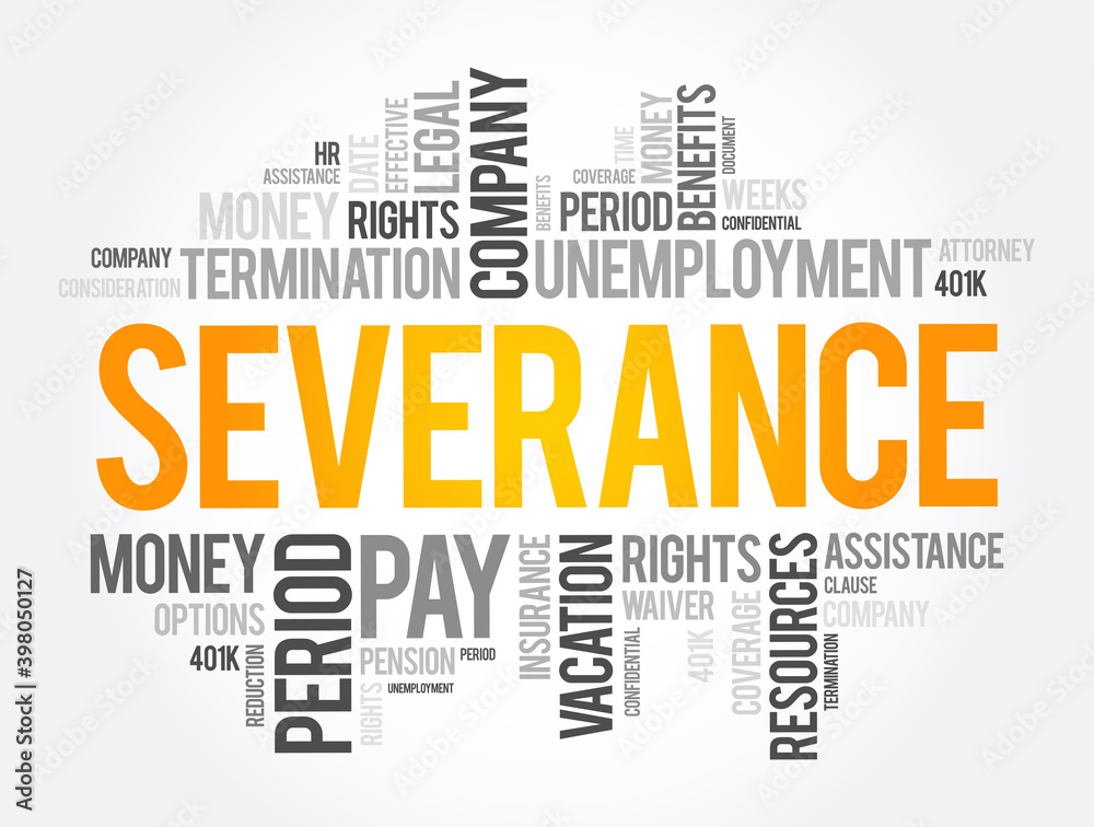 Severance word cloud collage , social concept background Stock ...