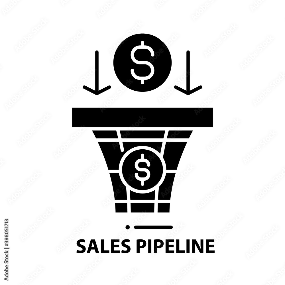 sales pipeline icon, black vector sign with editable strokes, concept ...