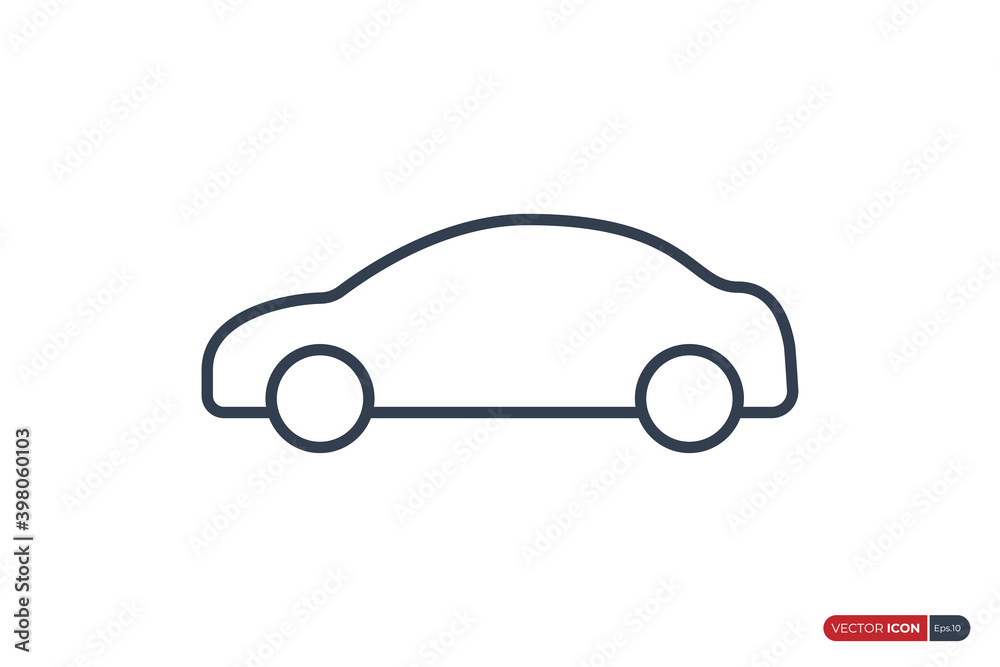 Car Icon Line isolated on White Background. Flat Vector Icon Design ...