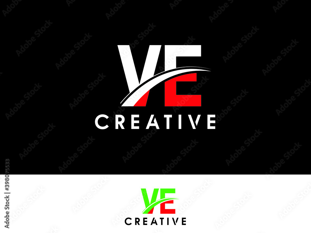 VE V E Logo Image, VE Letter Logo Design Stock Vector | Adobe Stock