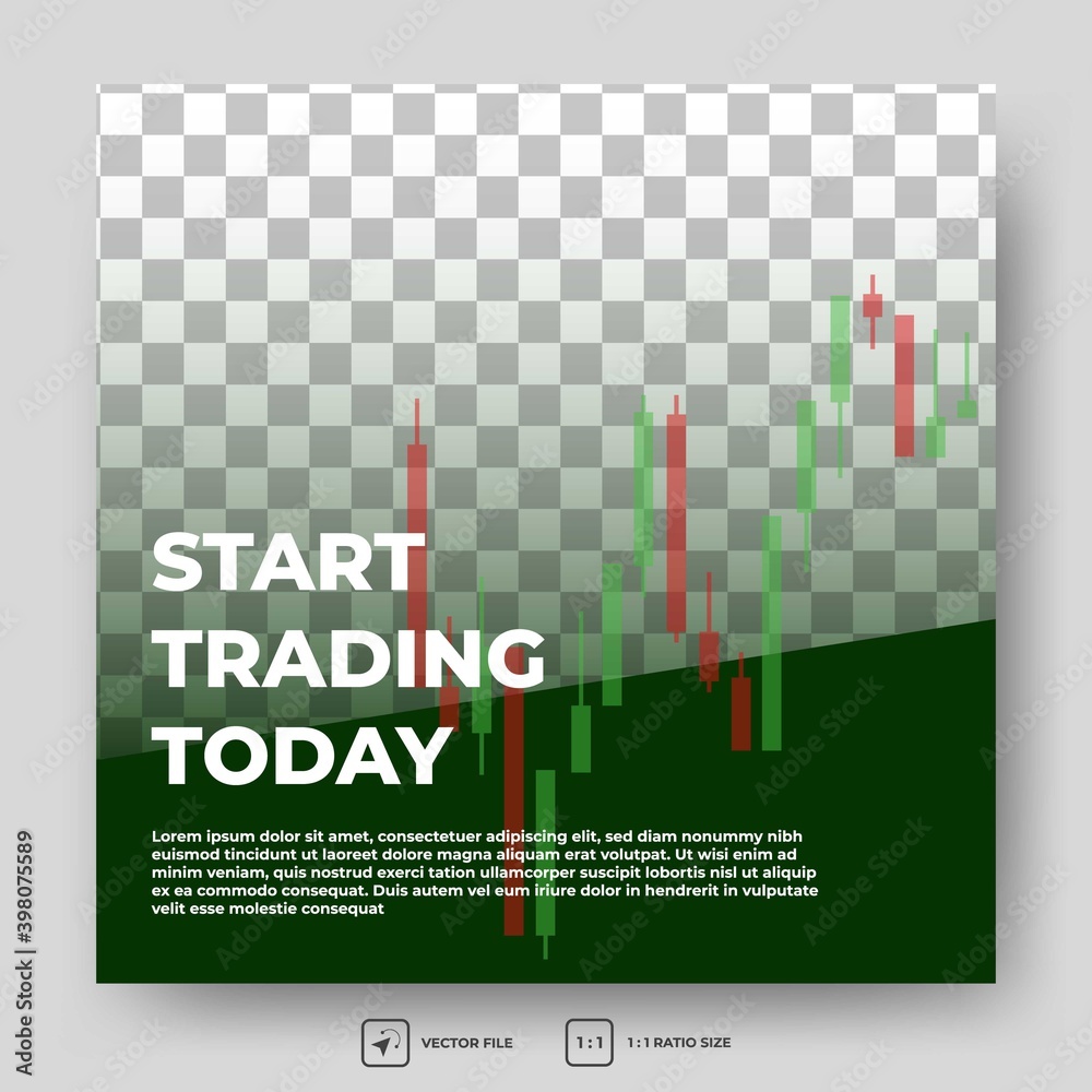 Editable square banner template. Social media banner trade with chart ...