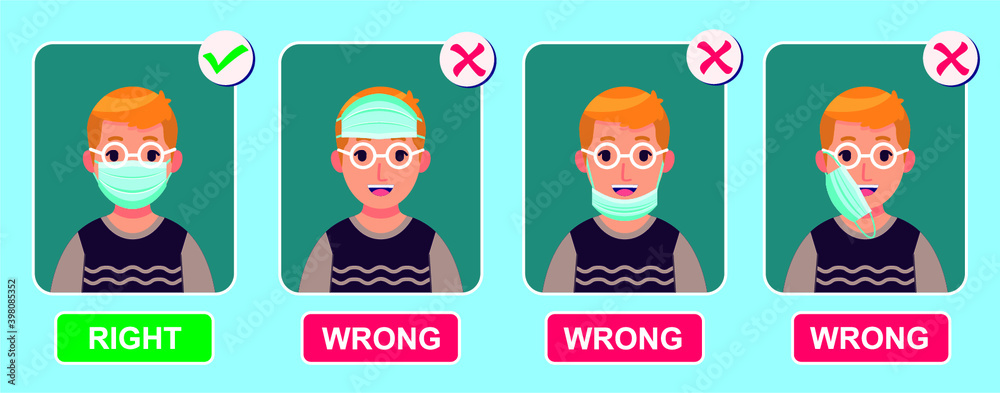 How to wear medical face mask properly. Instruction for personal ...