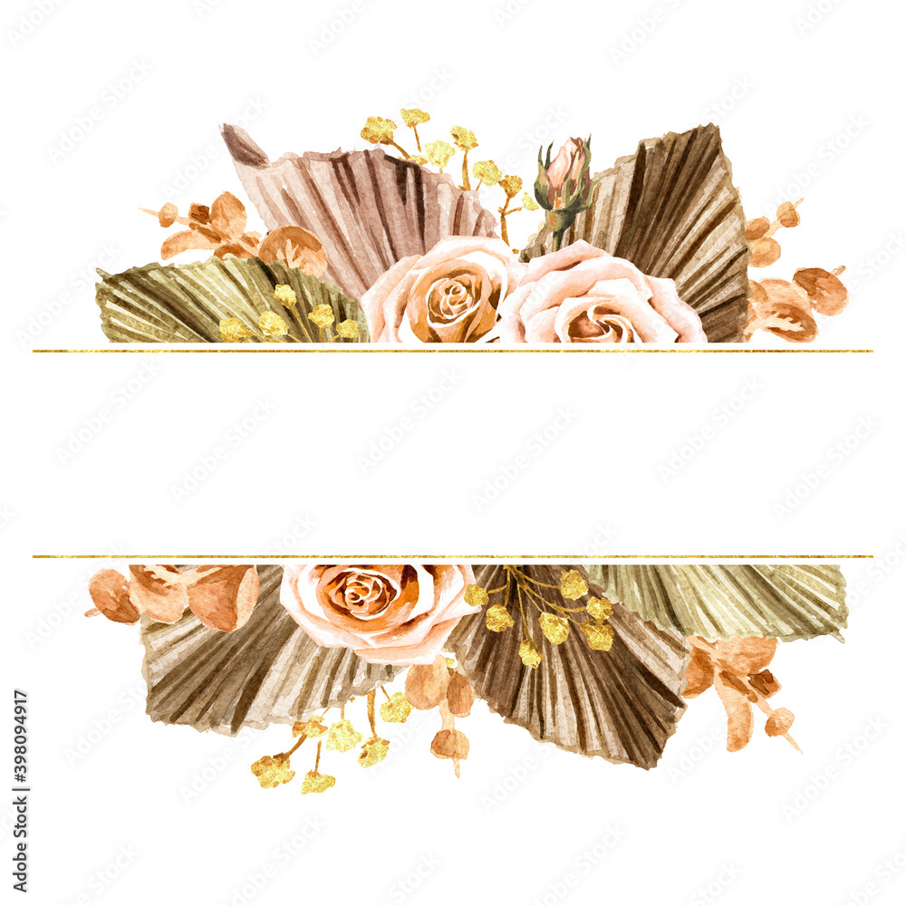 African card with dried plants, Wedding invitation, save the date ...