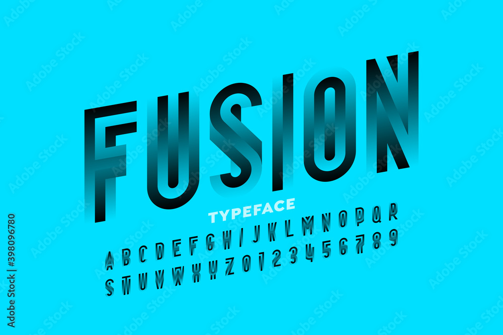 Modern style Fusion font, alphabet letters and numbers Stock Vector ...
