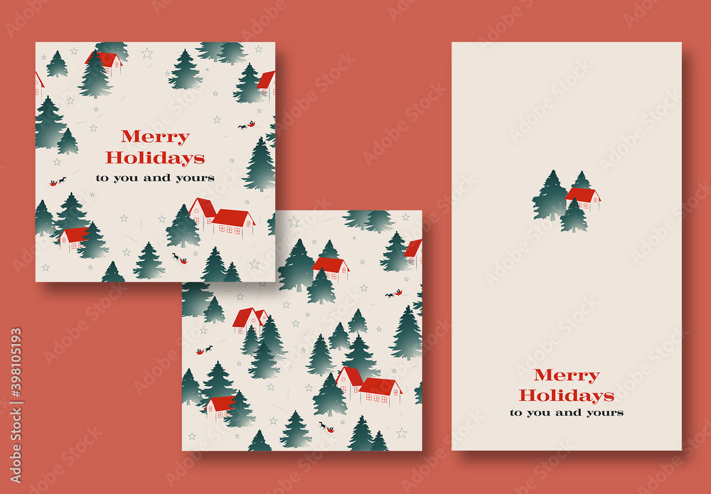 Festive Holiday Social Post Layouts Stock Template | Adobe Stock