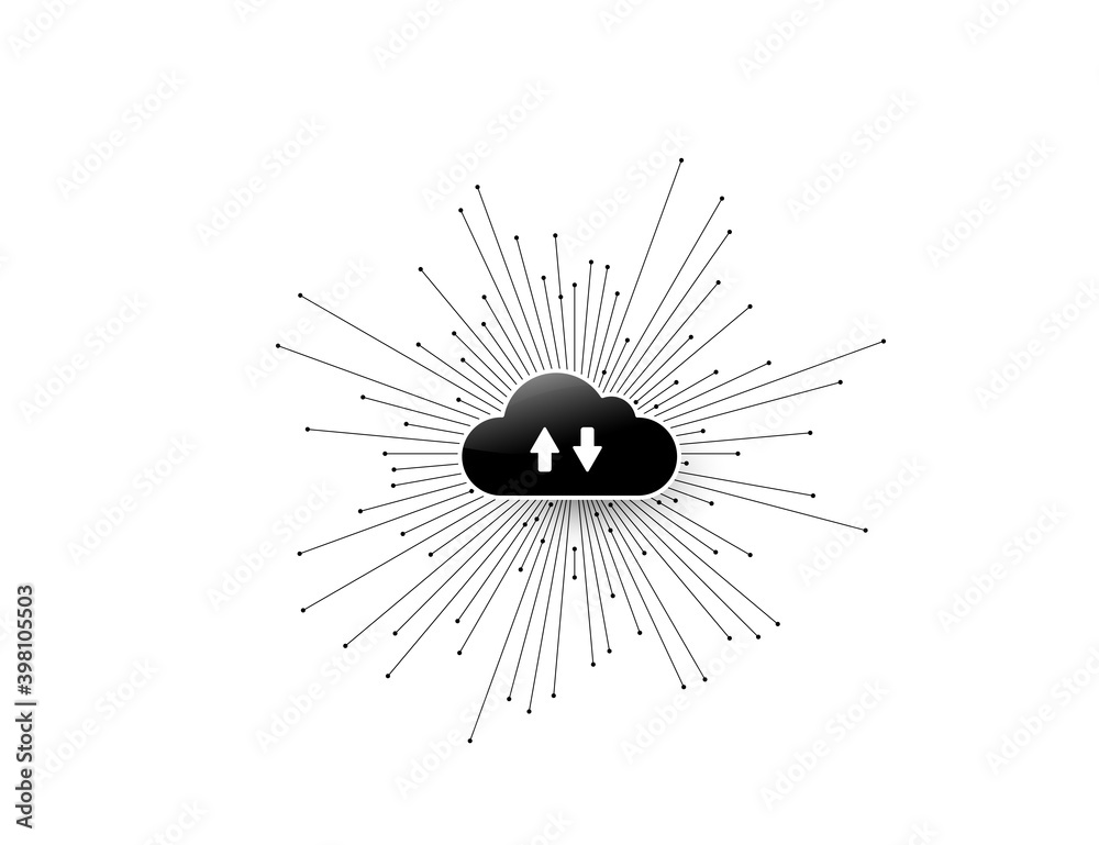 Computer cloud service technology vector background. Two ...