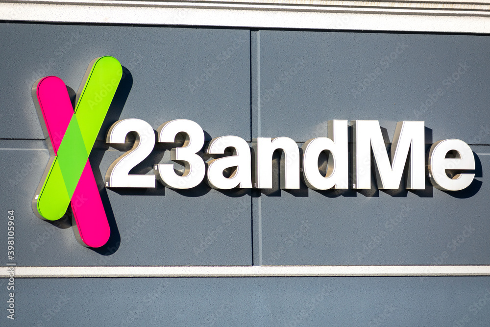 23andMe sign and logo at headquarters campus of a privately held ...