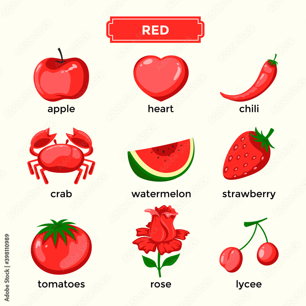 Flashcards for learning colors and vocabulary set Stock Vector | Adobe ...