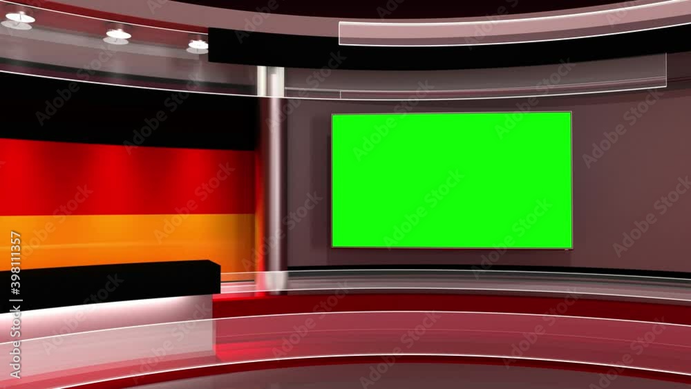 TV studio. Germany. German flag studio. German flag background. News ...