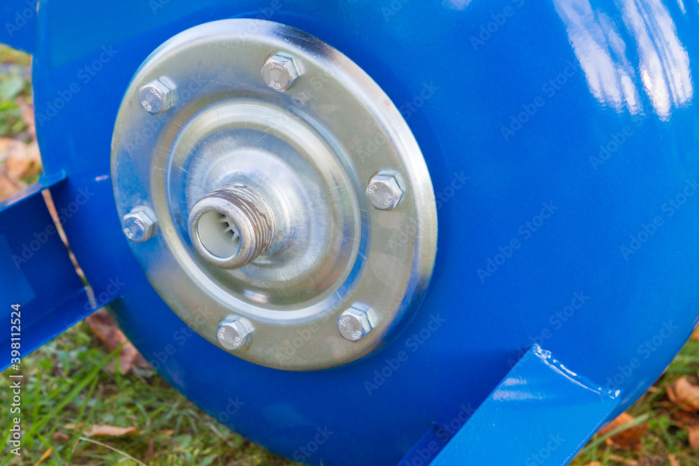 Blue metal water tank for 50 liters of water Stock Photo | Adobe Stock