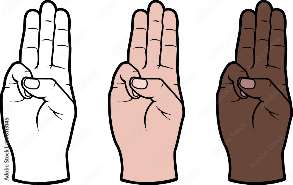 Scout Sign Vector Illustration, Three Fingers Hand Gesture Stock Vector ...