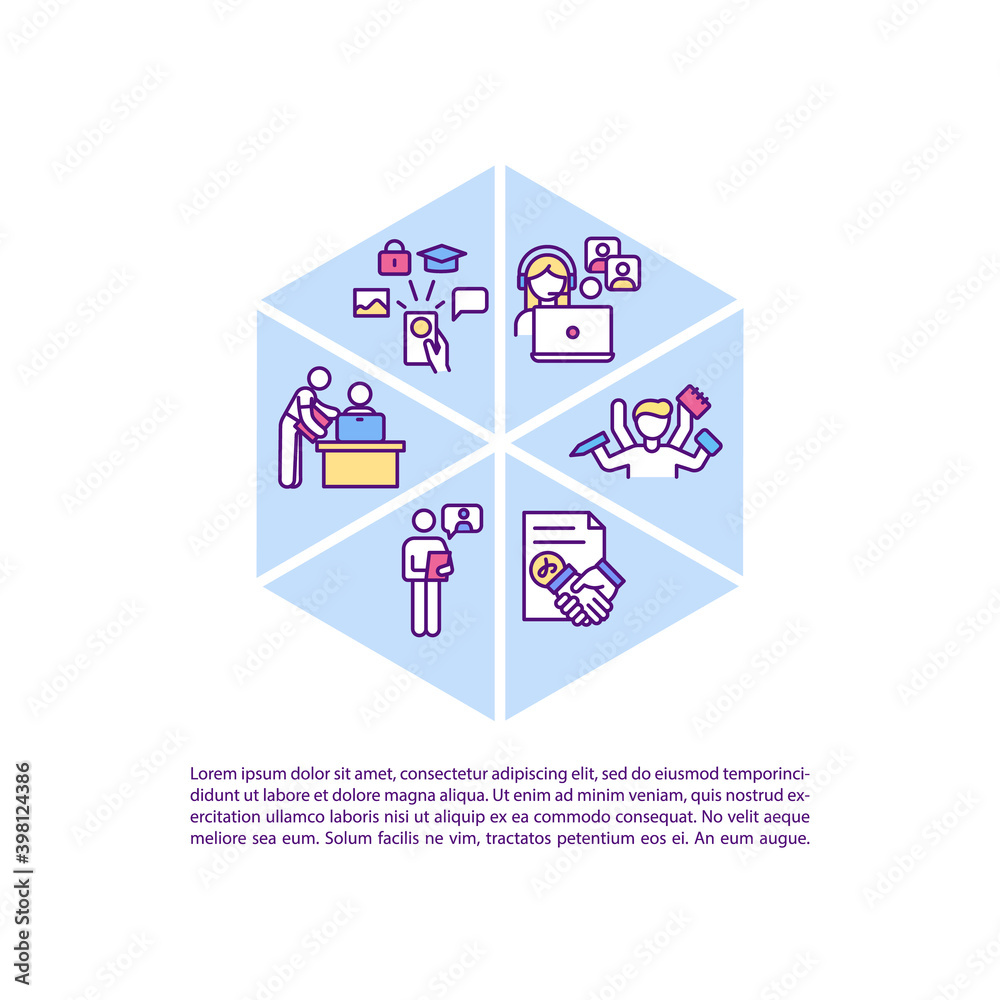 Working remotely concept icon with text. Administrative assistant ...