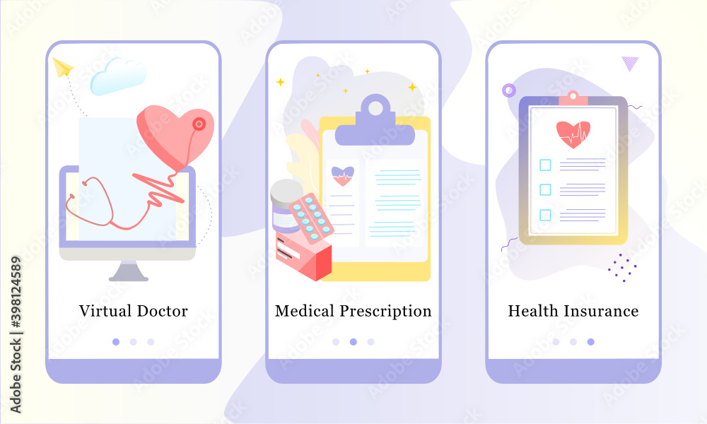 Application design set for Virtual Doctor, Medical Prescription and ...