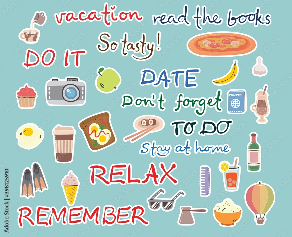 Signs and symbols for organized your diary. Template for scrapbooking ...