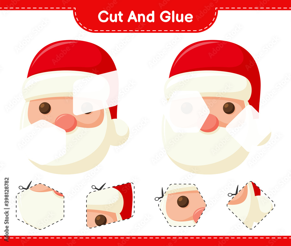 Cut and glue, cut parts of Santa Claus and glue them. Educational ...
