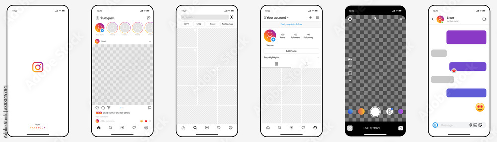 Instagram. Instagram screen mockup. Instagram template window. Social ...