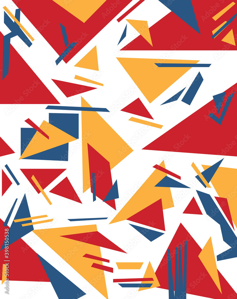 geometric triangle pattern graphic design background red, yellow, blue ...