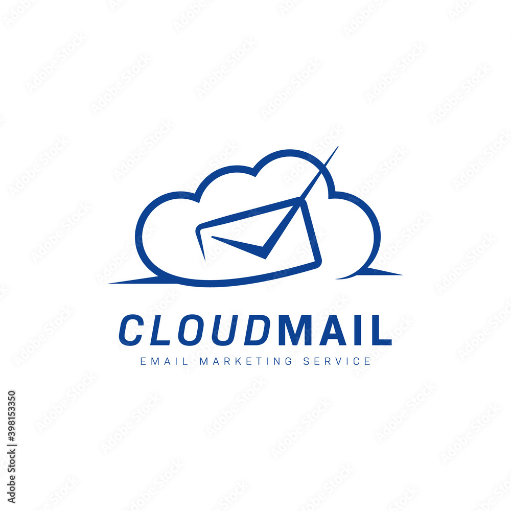 Cloud mail email marketing service logo with envelope letter and ...