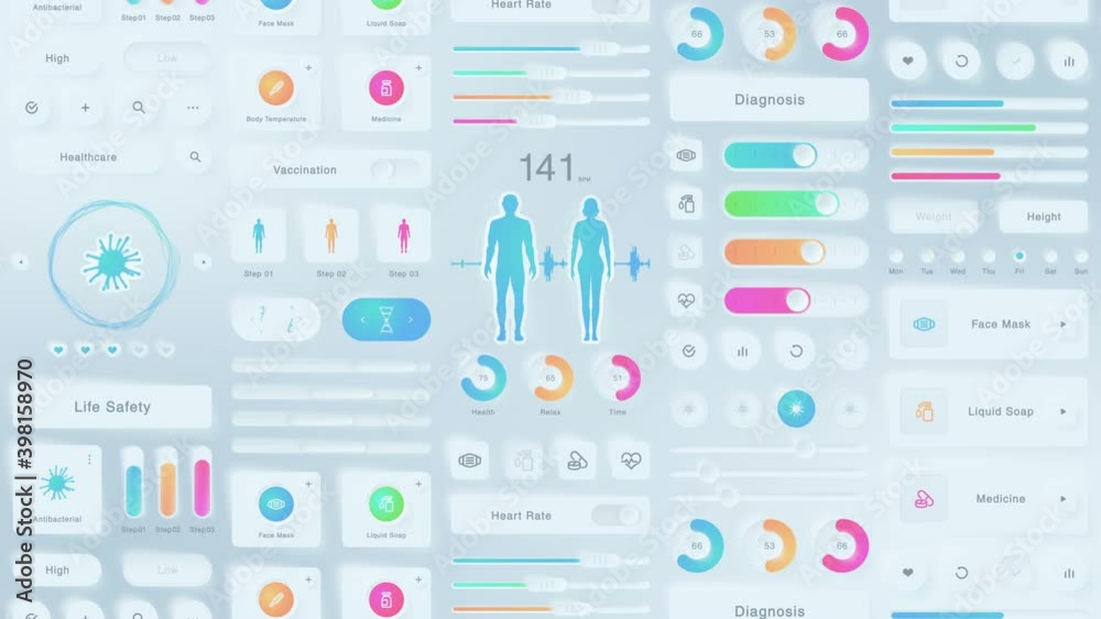 Creative design of medical application. Neumorphism. Hi tech panel ...