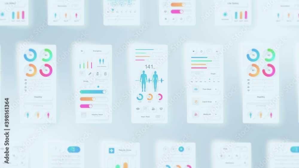 Creative design of medical application. Neumorphism. Hi tech panel ...