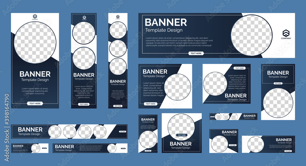 set of creative web banners of standard size with a place for photos ...