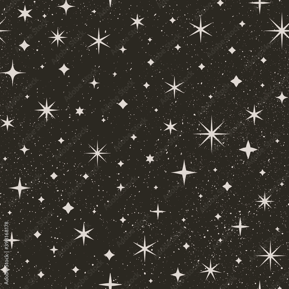 Night Starry Sky Seamless Pattern. Space Vector Background. Abstract ...