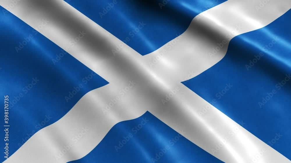 Scotland National Flag Country Banner Waving 3D Loop Animation. Stock ...