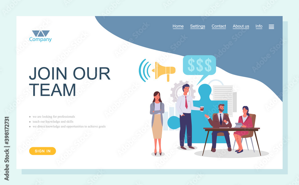 Join our team flat business concept vector illustration. Teamwork ...