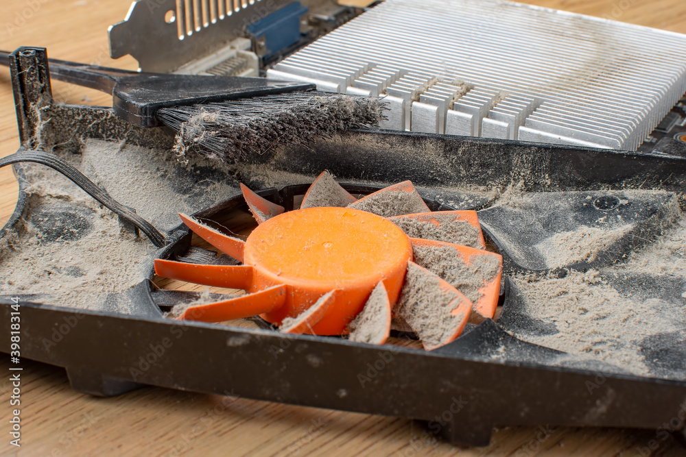 Dirty and dusty components of a modern personal computer. Stock Photo ...