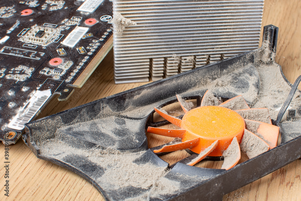 Dirty and dusty components of a modern personal computer. Stock Photo ...