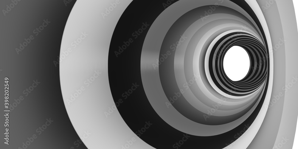 Perspective of black and white Placed into a deep circle in a pipe Like ...