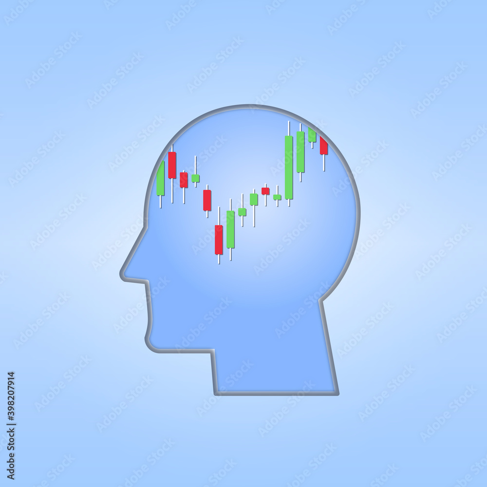 Abstract Head with Graph and Chart bar symbol Stock Vector | Adobe Stock