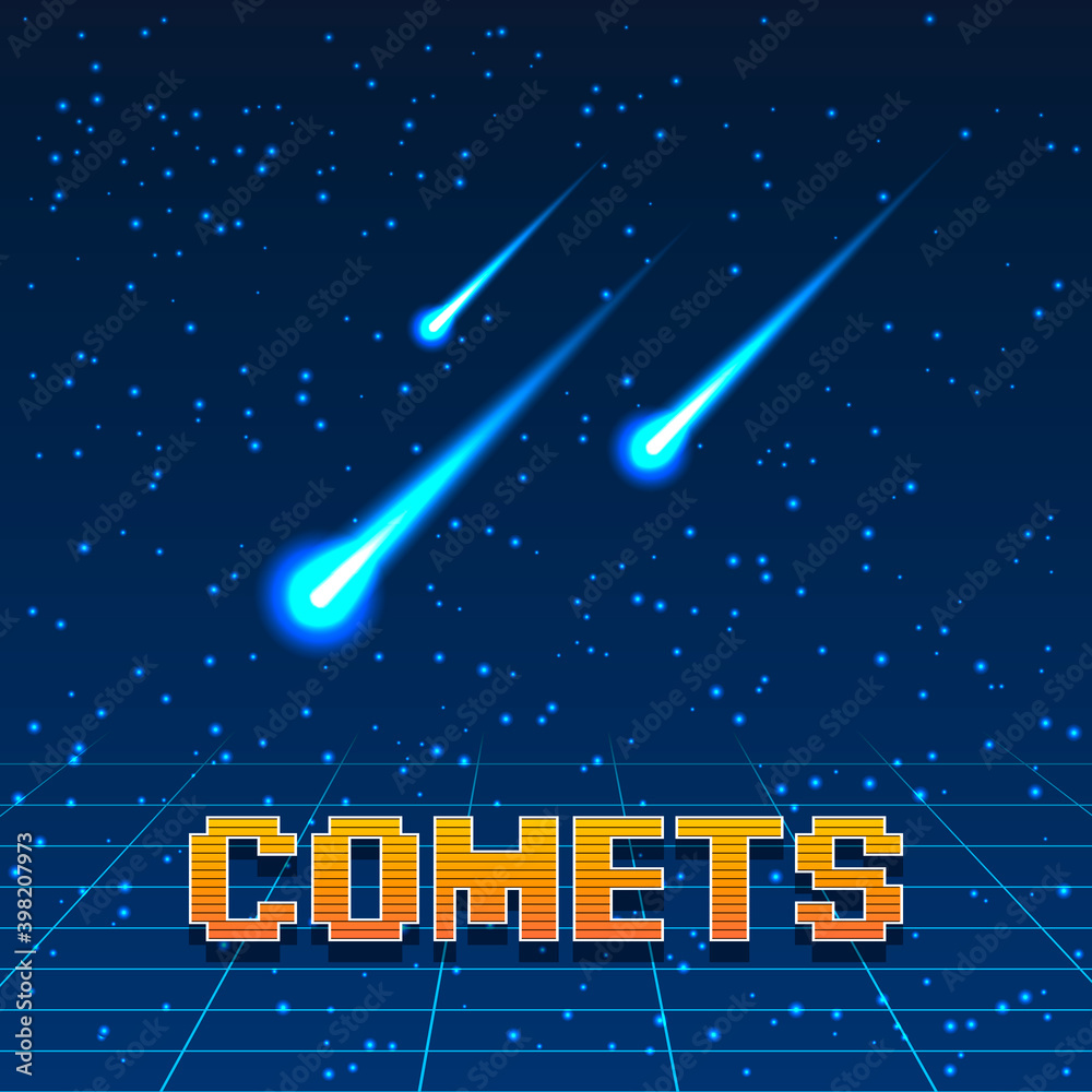 colorful simple vector illustration of pixel art headline of signboard ...