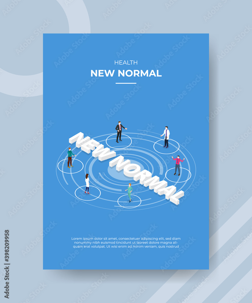 health new normal people standing on circle line wearing mask keep ...