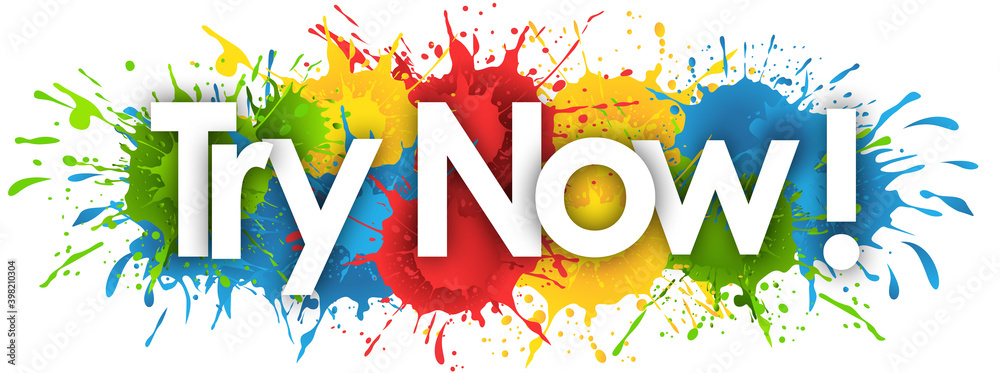 Try now word in splash’s background Stock Illustration | Adobe Stock